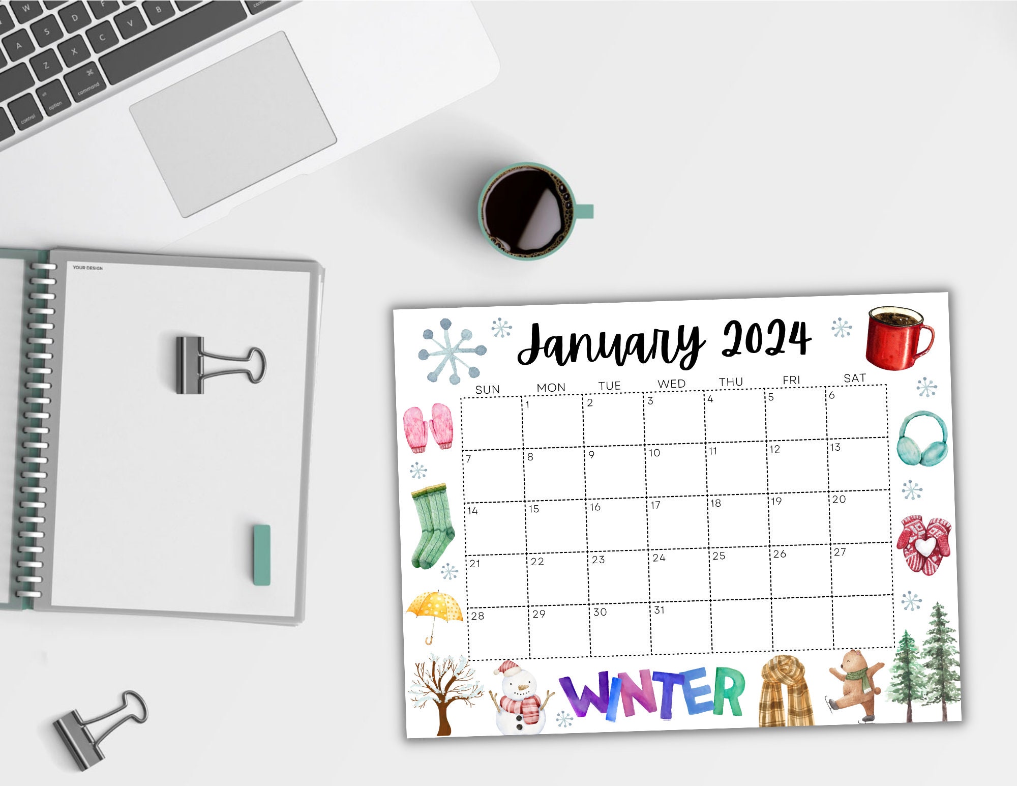 Editable January Calendar 2024 Printable Wall Calendar 2024 - Etsy Ireland
