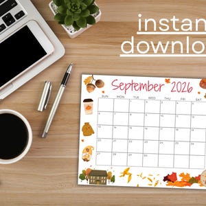 Editable September 2026 Calendar, Printable Calendar, School Calendar ...