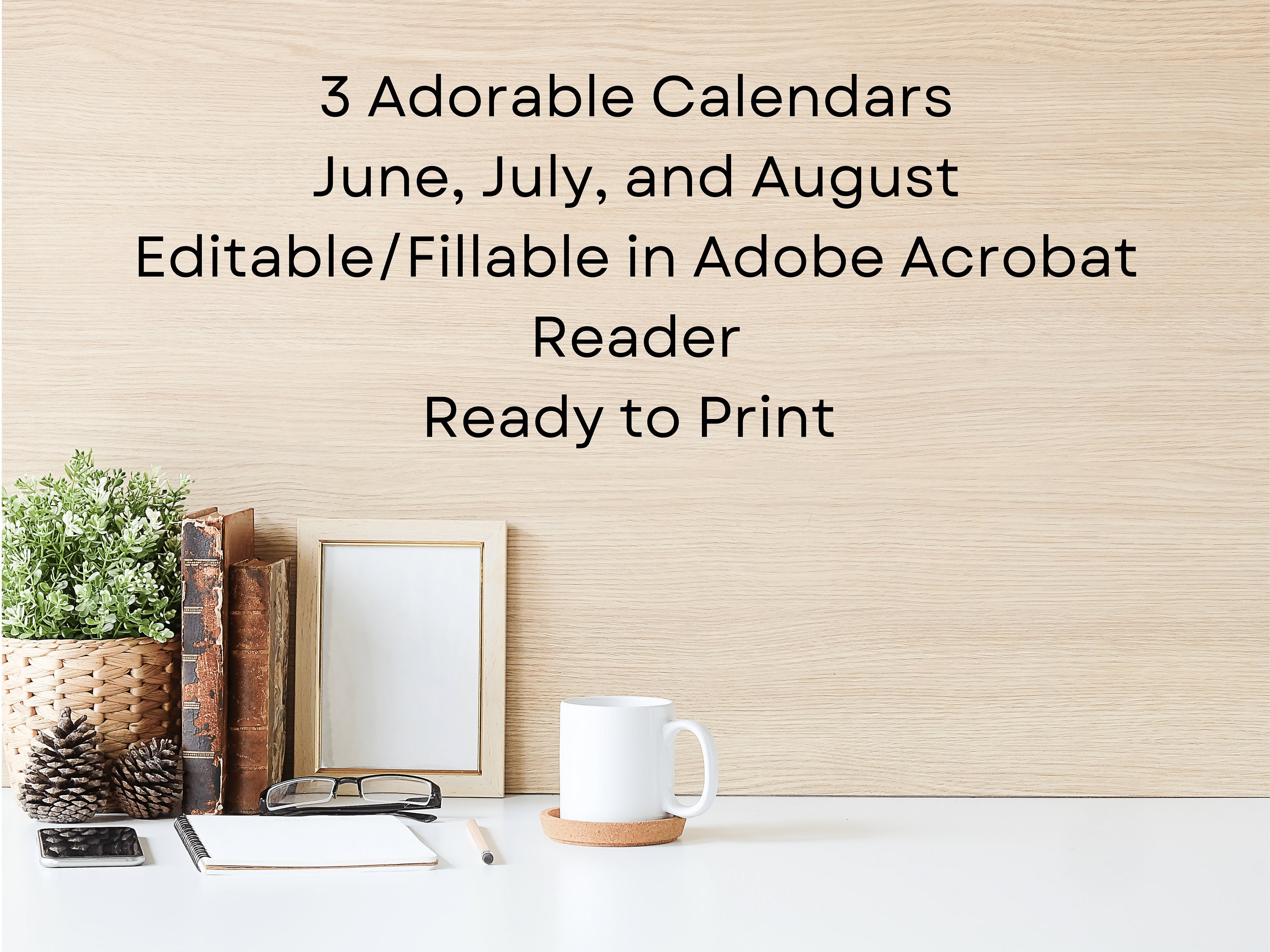 Editable Undated Summer Calendars 2024 June July August Printable ...