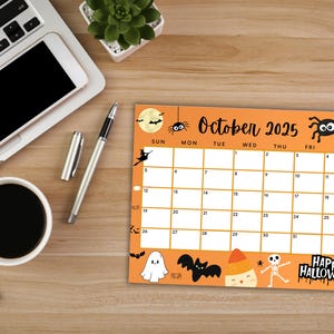 Editable October 2025 Calendar, Printable Spooky Calendar for Happy ...