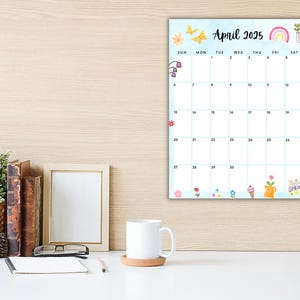 EDITABLE April 2025 Calendar, Printable Cute Spring Calendar Blue ...