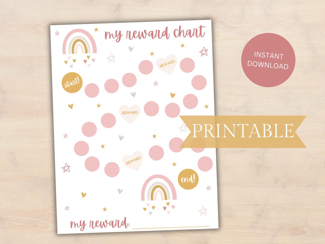 PRINTABLE Kids Boho Chore Chart Girls Colors, Kids Boho Reward Chart ...