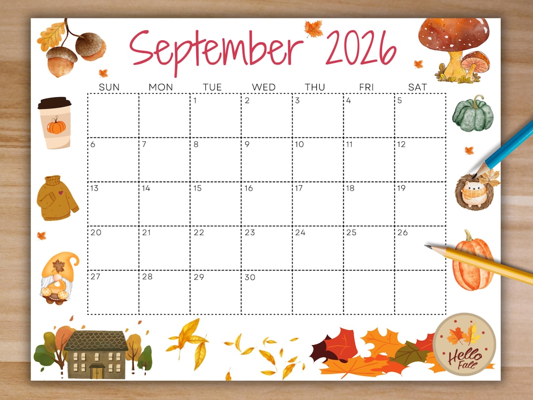 Editable September 2026 Calendar, Printable Calendar, School Calendar ...
