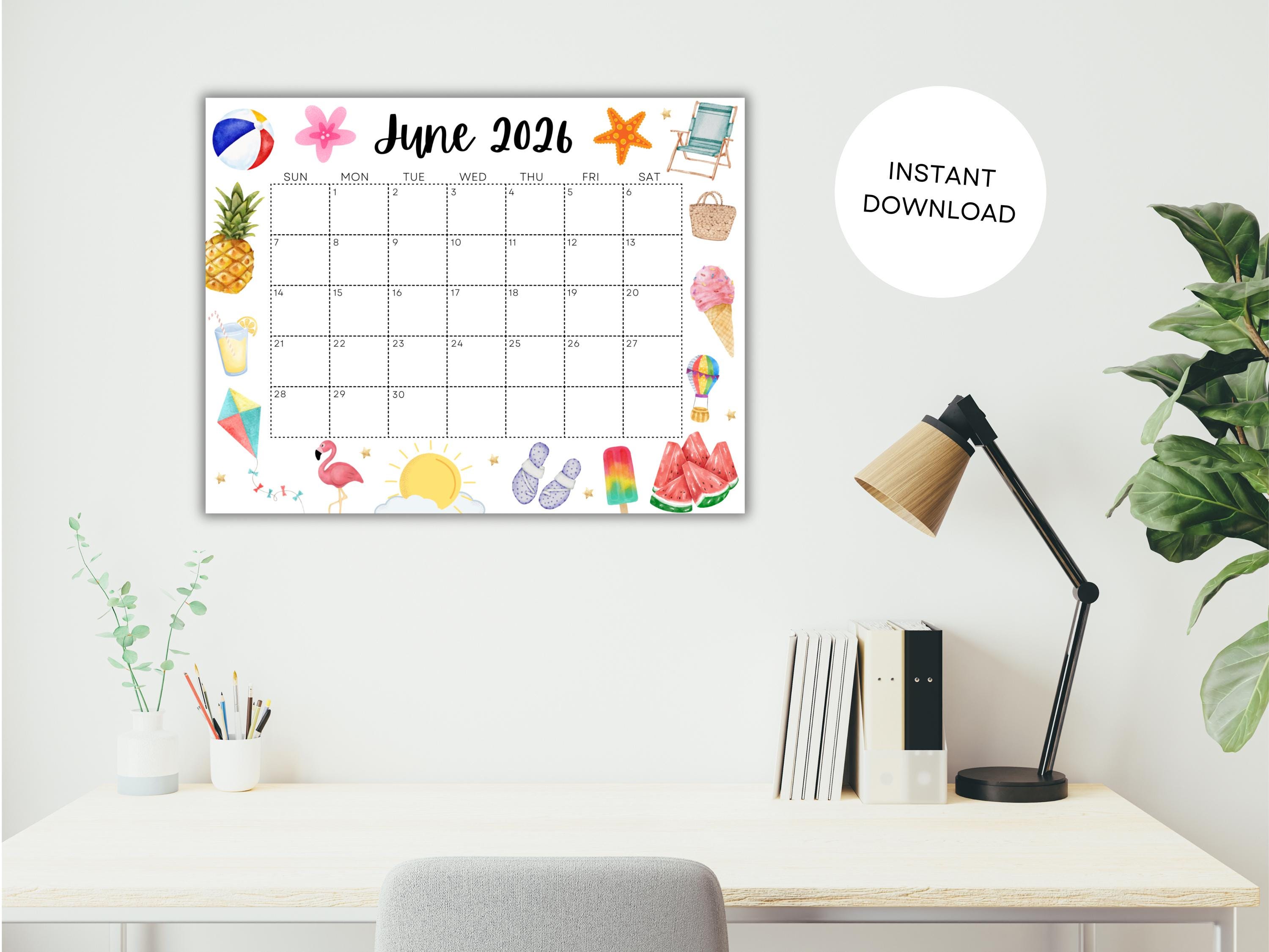 EDITABLE June 2026 Calendar, Printable Summer Calendar W/ Beach Ball ...