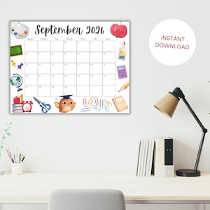 Editable September 2026 Calendar, Printable School Calendar Colorful ...