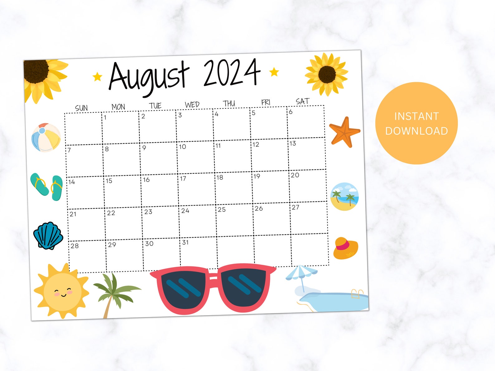 EDITABLE August 2024 Calendar Printable Wall Calendar 2024 - Etsy Ireland