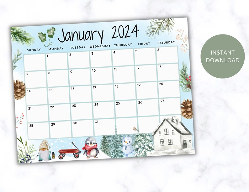 Editable January Calendar 2024 Printable Wall Calendar 2024 - Etsy México