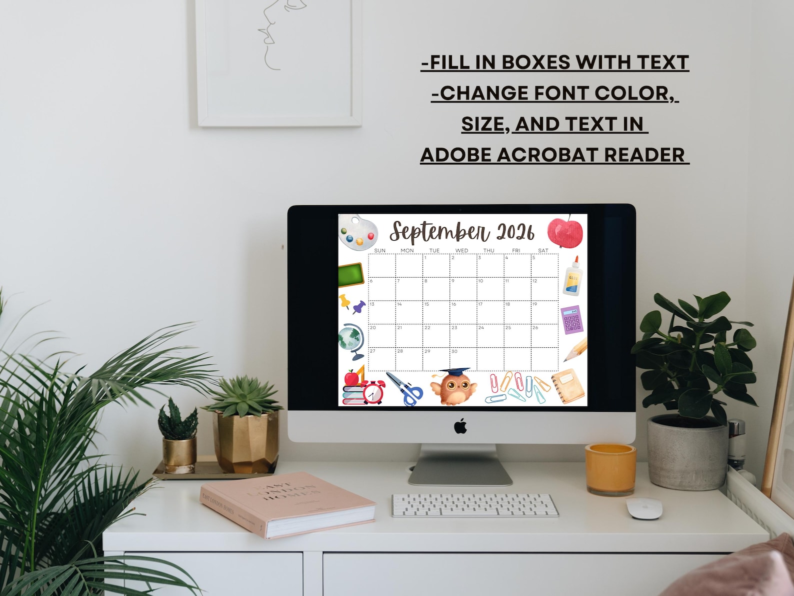Editable September 2026 Calendar, Printable School Calendar Colorful ...