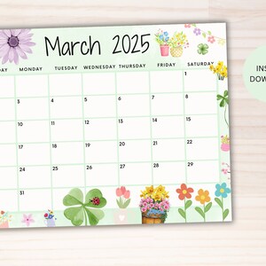 EDITABLE March 2025 Calendar, Printable Calendar 2025 W/ Colorful ...