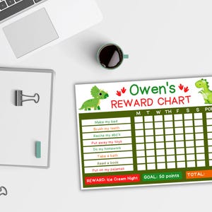 EDITABLE Boys Dinosaur Chore Chart, Boys Reward Chart W/ Green Dinos ...