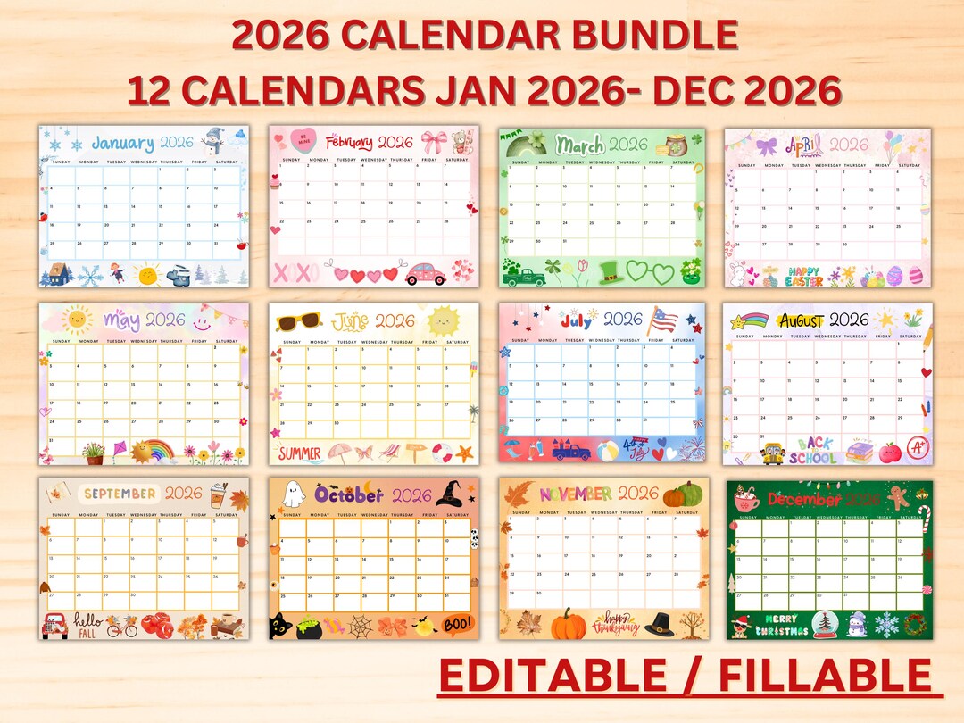 2026 Calendar Bundle With Adorable Designs - Plan Your Year in Style ...