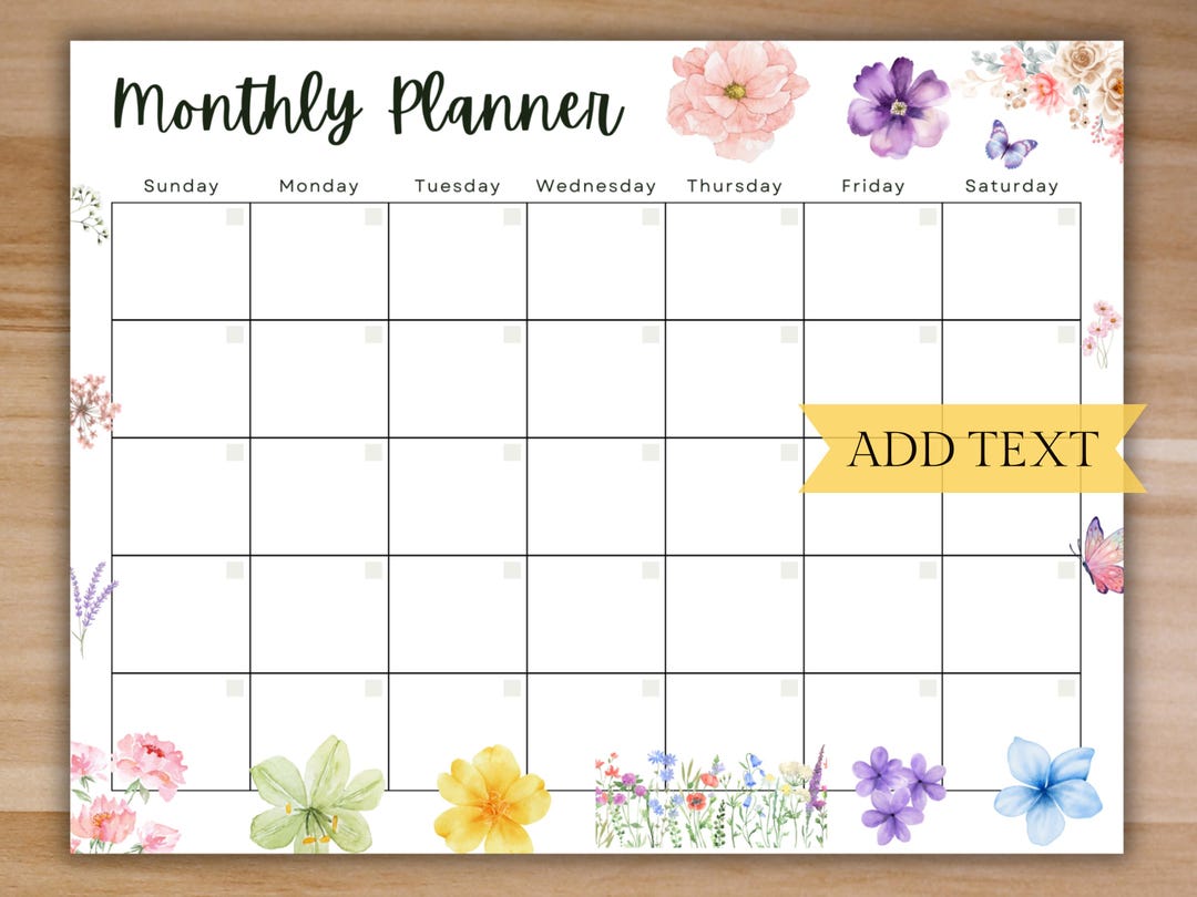 Fun Editable Monthly Planner, Printable Planner W/ Spring Flowers ...
