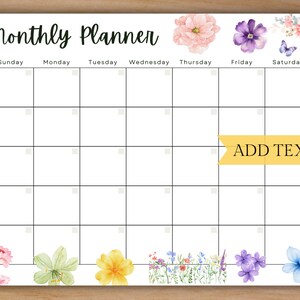 Fun Editable Monthly Planner, Printable Planner W/ Spring Flowers ...