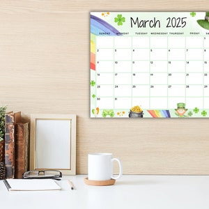 EDITABLE March 2025 Calendar, Printable Rainbow Calendar W/ Happy St Patricks Day Planner for ...