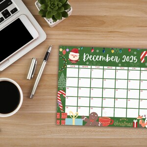 PRINTABLE December Calendar, Christmas Calendar, Holiday Calendar ...