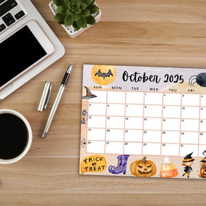 Editable October 2025 Calendar, Printable Spooky Halloween Wall ...