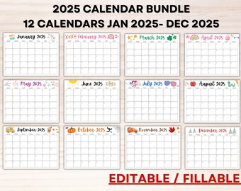 Calendar Bundle Colorful Printable Calendars Kids School Schedule ...
