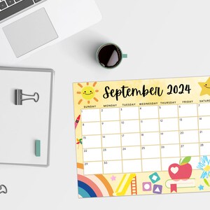 Editable September 2024 Calendar, Printable Calendar W/ Sun and Star ...