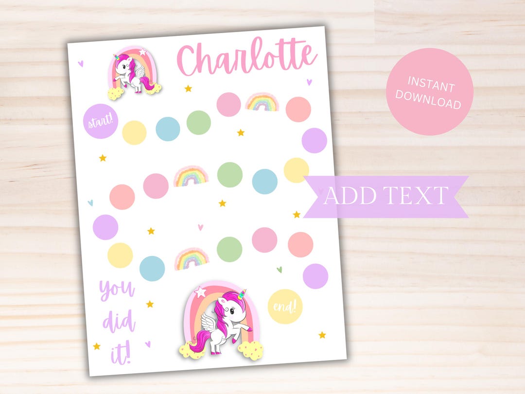 Editable Girls Chore Chart Unicorn Colors, Kids Unicorn Reward Chart ...