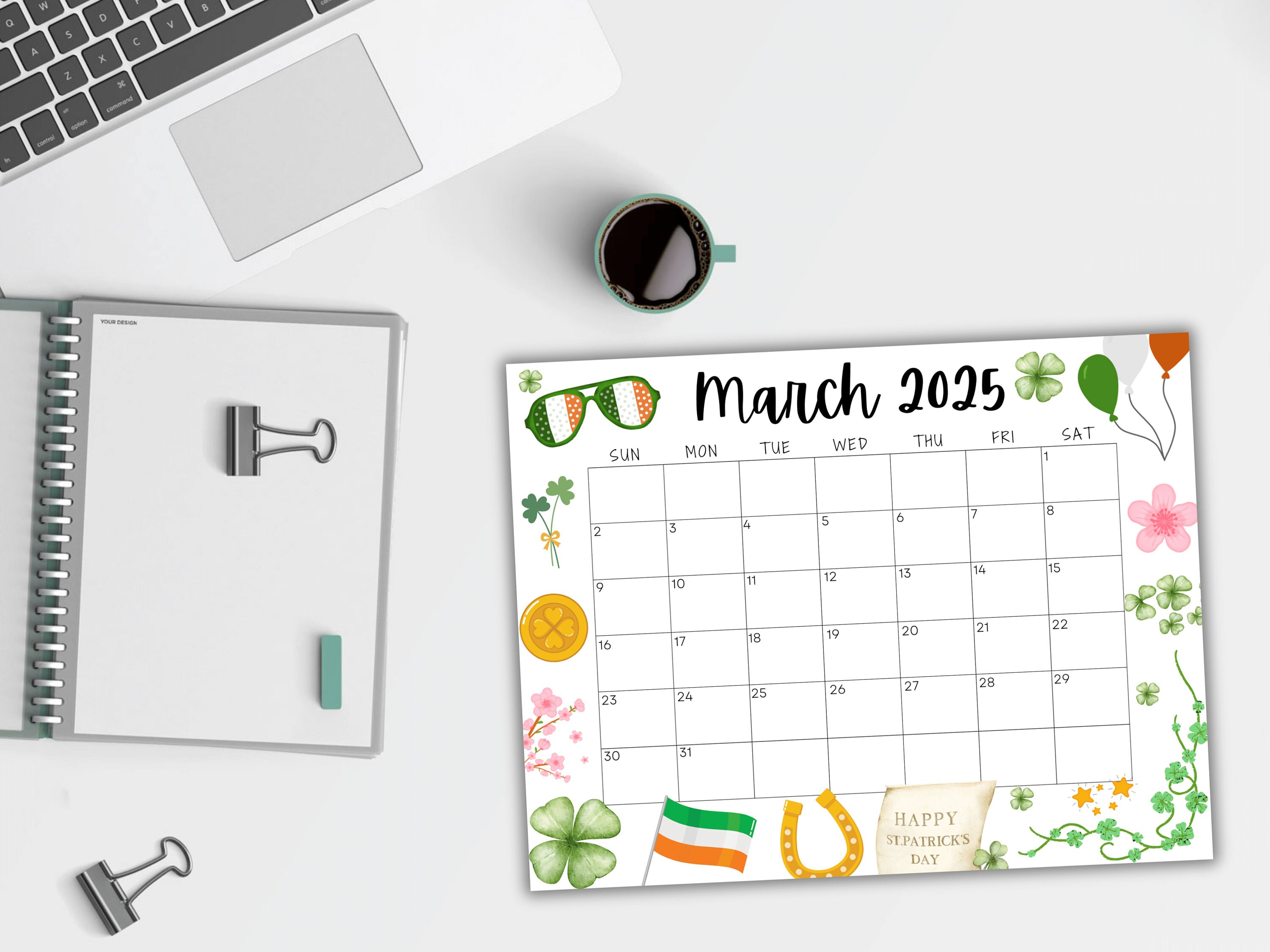 EDITABLE March 2025 Calendar, Printable Calendar 2025, Adorable Happy ...