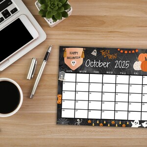 Editable October 2025 Calendar, Printable Happy Halloween Calendar W ...