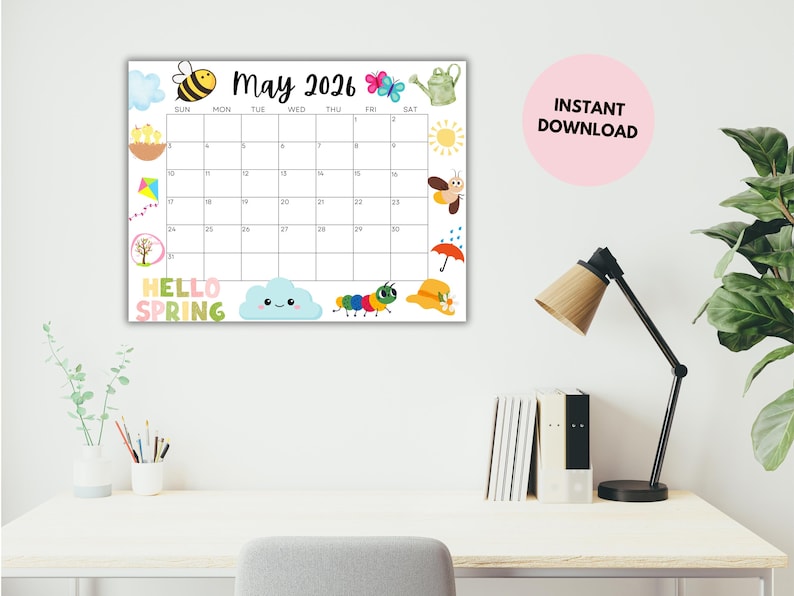 EDITABLE May 2026 Calendar, Printable Calendar 2026, Cute Spring ...