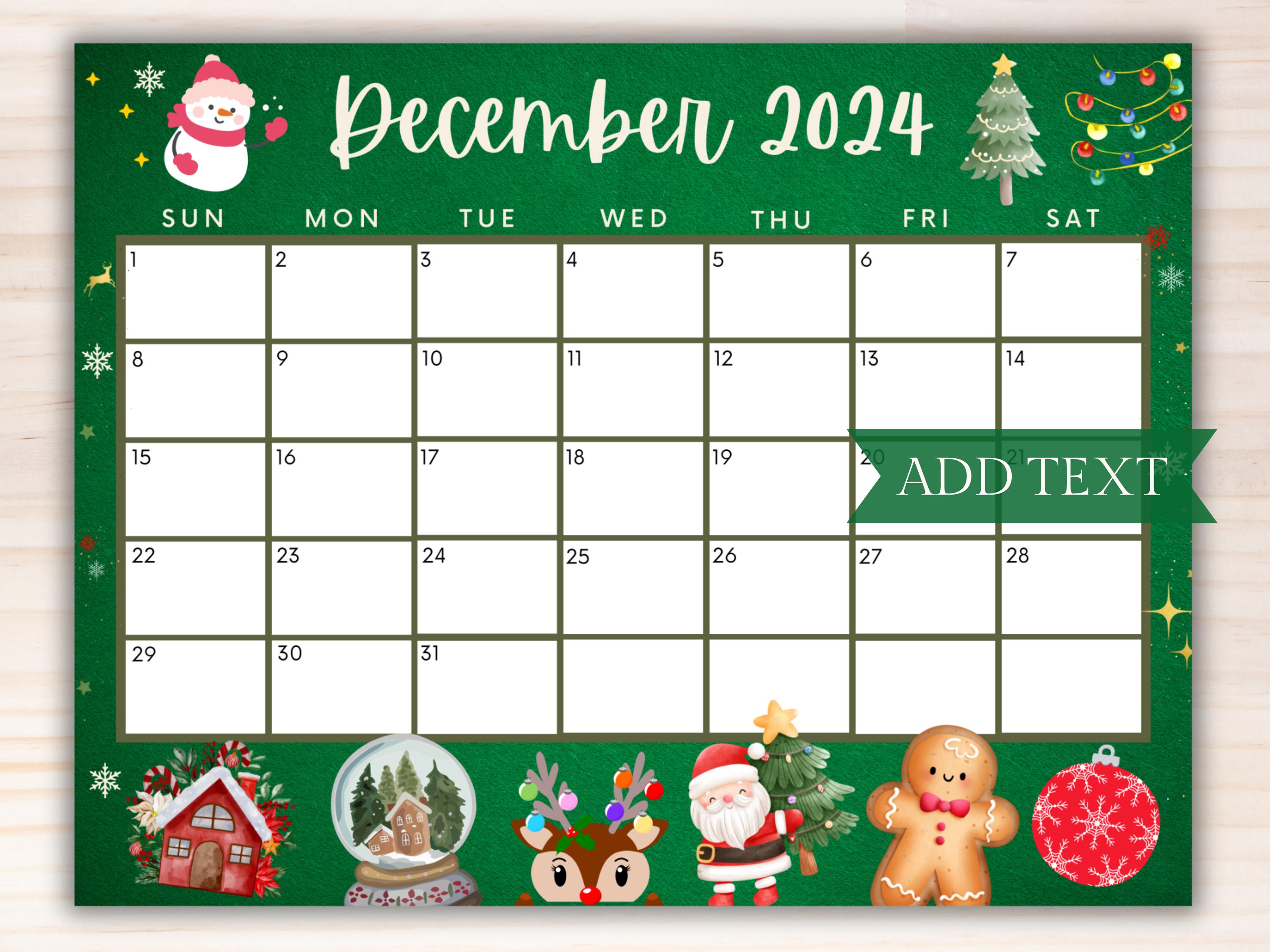 Printable Christmas Calendar December 2024
