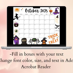 Editable October 2025 Calendar, Printable Calendar, School Calendar ...