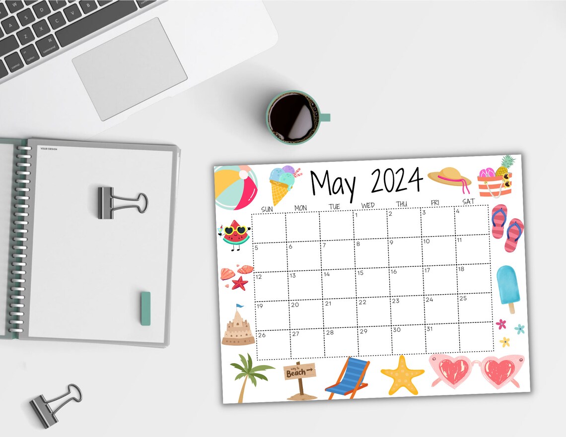 EDITABLE May 2024 Calendar Printable Calendar 2024 Beautiful - Etsy