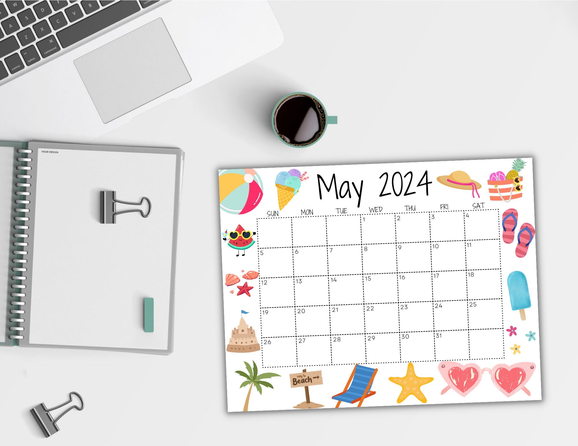 EDITABLE May 2024 Calendar, Printable Calendar 2024, Beautiful Summer ...
