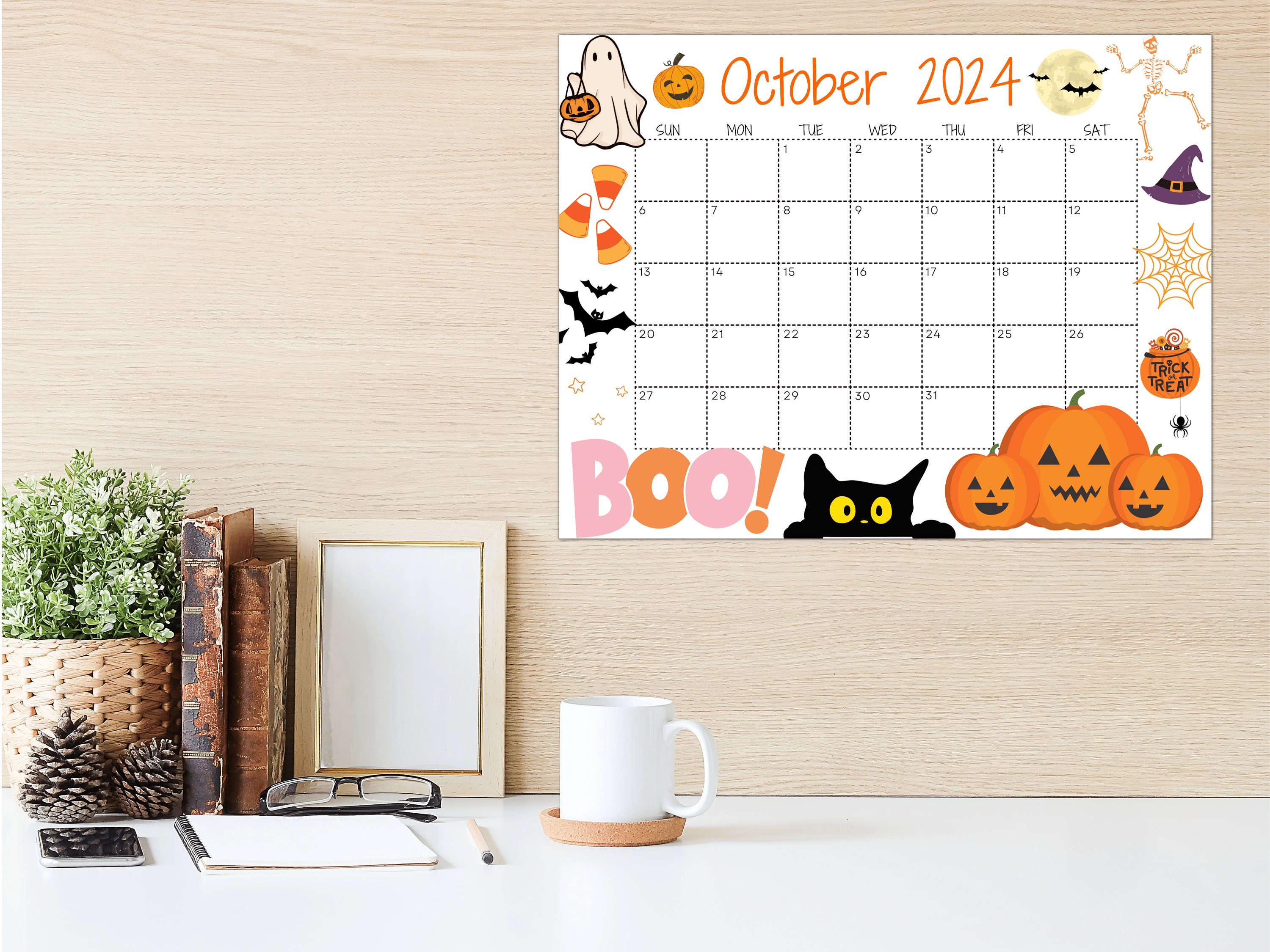 Editable October 2024 Calendar, Printable Calendar, 2024 School ...