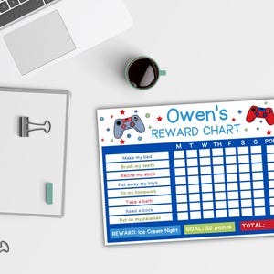 EDITABLE Boys Video Games Chore Chart, Boys Reward Chart W/ Video Games ...