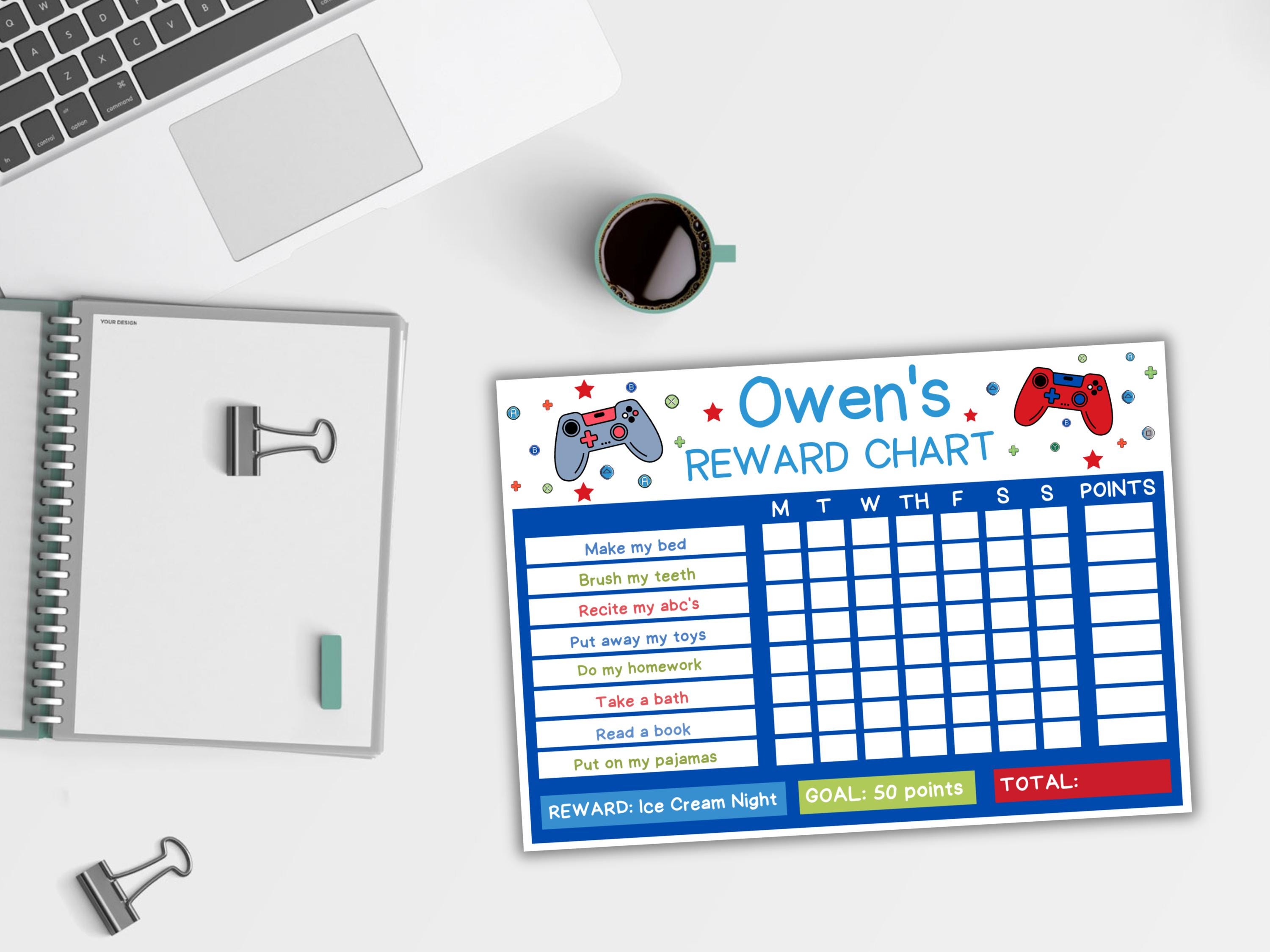EDITABLE Boys Video Games Chore Chart, Boys Reward Chart W/ Video Games ...