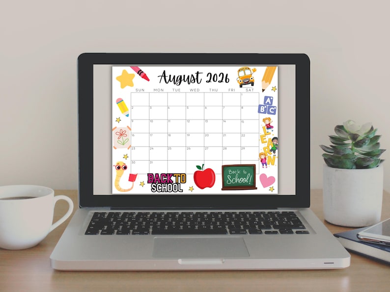 Editable August 2026 Calendar: Back to School Teacher Planner, Home ...