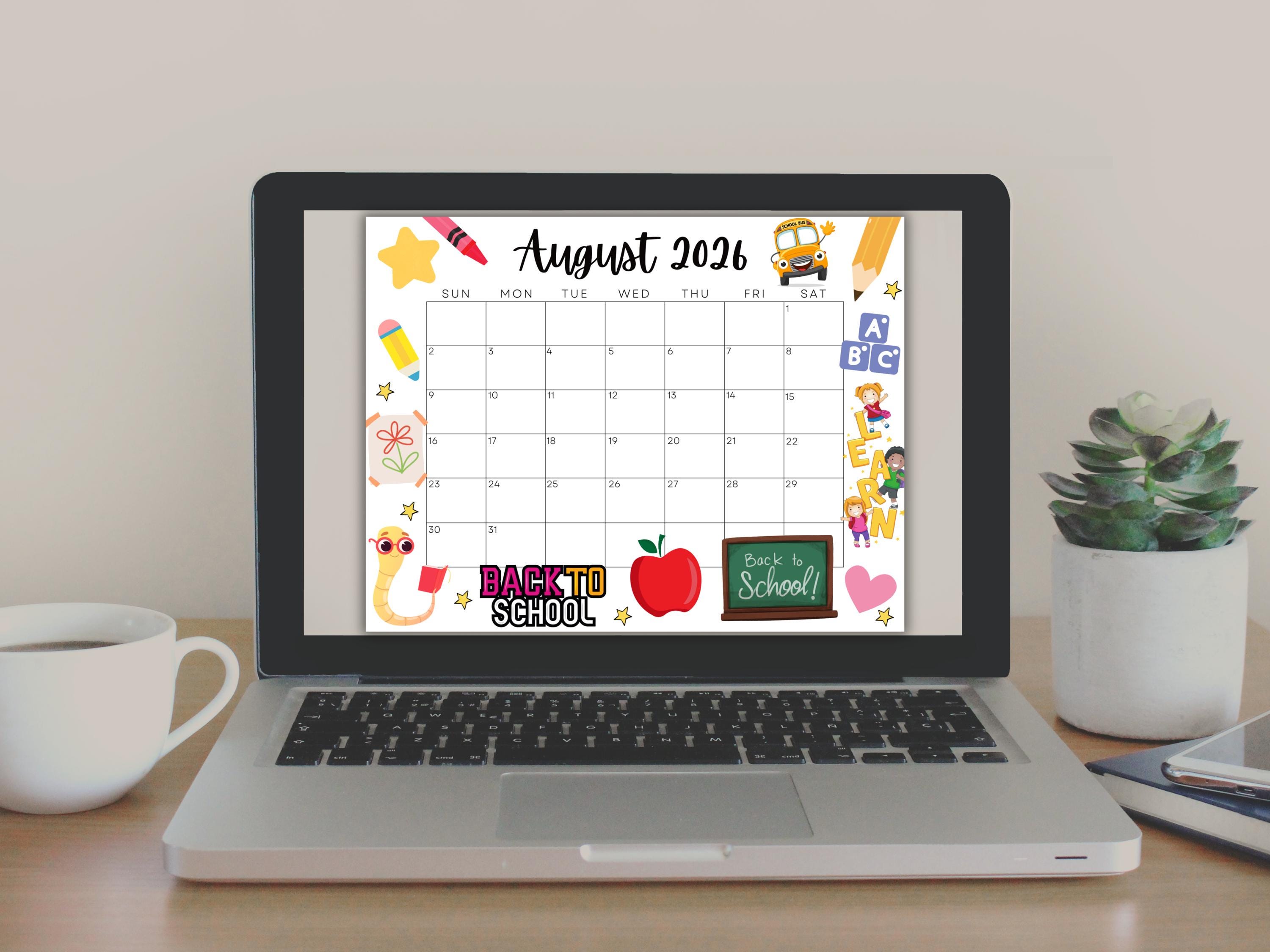 Editable August 2026 Calendar: Back to School Teacher Planner, Home ...