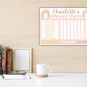 Editable Kids Boho Rainbow Chore Chart, Kids Boho Reward Chart, Weekly ...