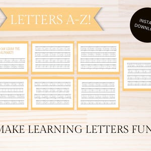 Alphabet Tracing Worksheets for W/ Yellow Letters, A-Z Learning ...