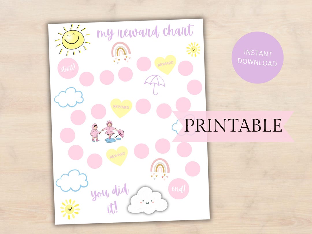 PRINTABLE Kids Weather Chore Chart Girls Colors, Girls Reward Chart ...