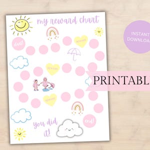PRINTABLE Kids Weather Chore Chart Girls Colors, Girls Reward Chart ...