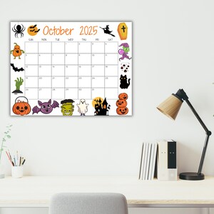Editable October 2025 Calendar, Printable Spooky Halloween Calendar ...