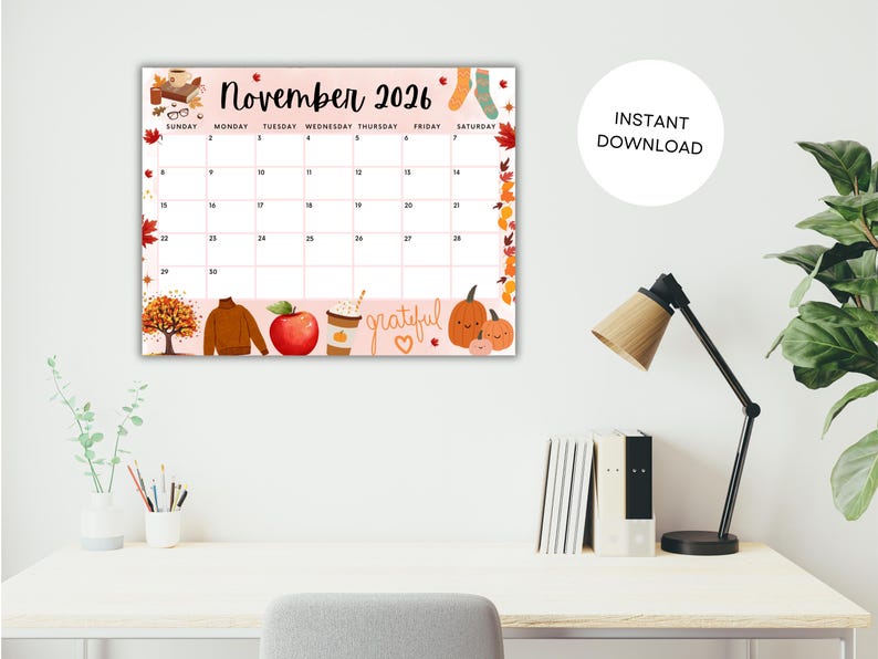 Calendario editable de noviembre de 2026, calendario imprimible ...