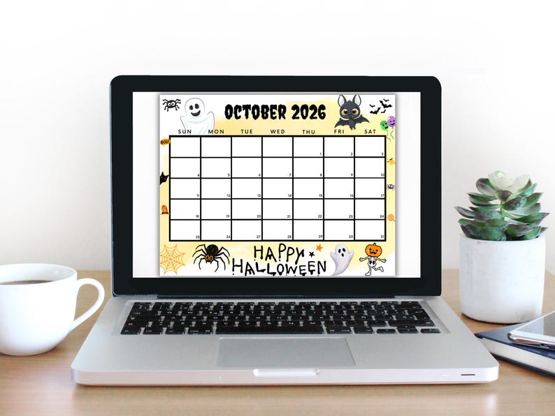 Editable October 2026 Calendar, Printable School Calendar W/ Happy ...