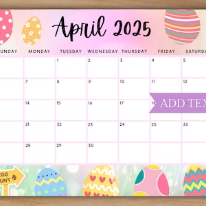 EDITABLE April 2025 Calendar, Kids Colorful School Schedule, Fillable ...