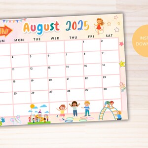 EDITABLE August 2025 Calendar, Cute Printable Calendar W/ Fun Back to ...