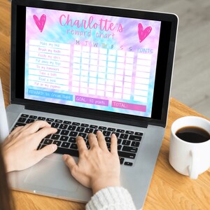 Editable Kids Chore Chart Tie Dye Colors, Kids Tie Dye Reward Chart ...