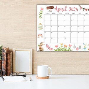 EDITABLE April 2025 Calendar, Printable Calendar 2025, Kids Easter ...