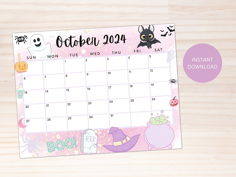 Editable October 2024 Calendar, Printable Calendar, School Calendar ...