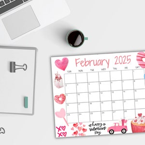 Fillable February 2025 Calendar, Printable Cute Calendar, Editable ...
