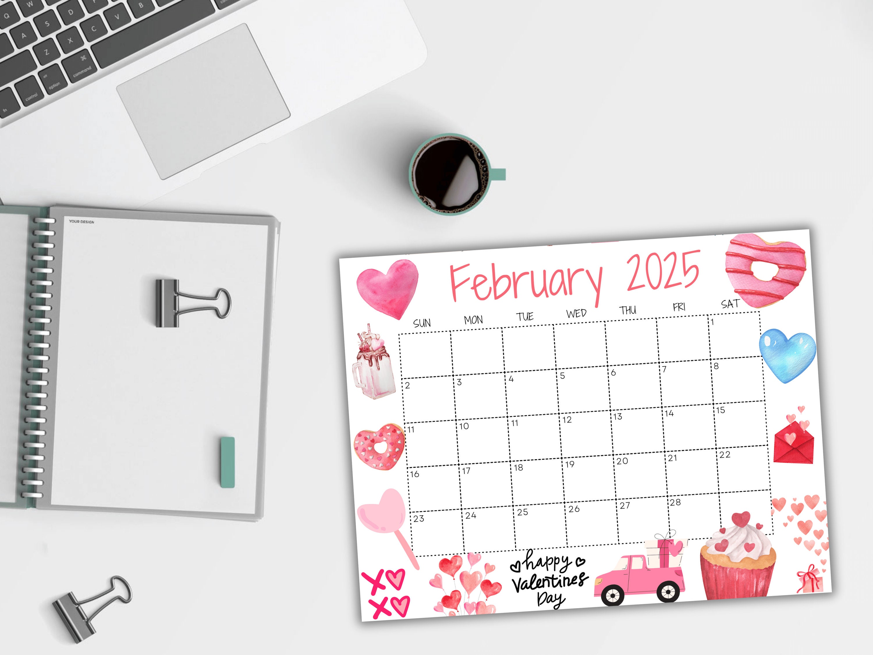 Fillable February 2025 Calendar, Printable Cute Calendar, Editable ...