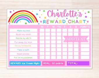 Rainbow Responsibility Chart, Kids Chore Chart, Kids Reward Chart ...